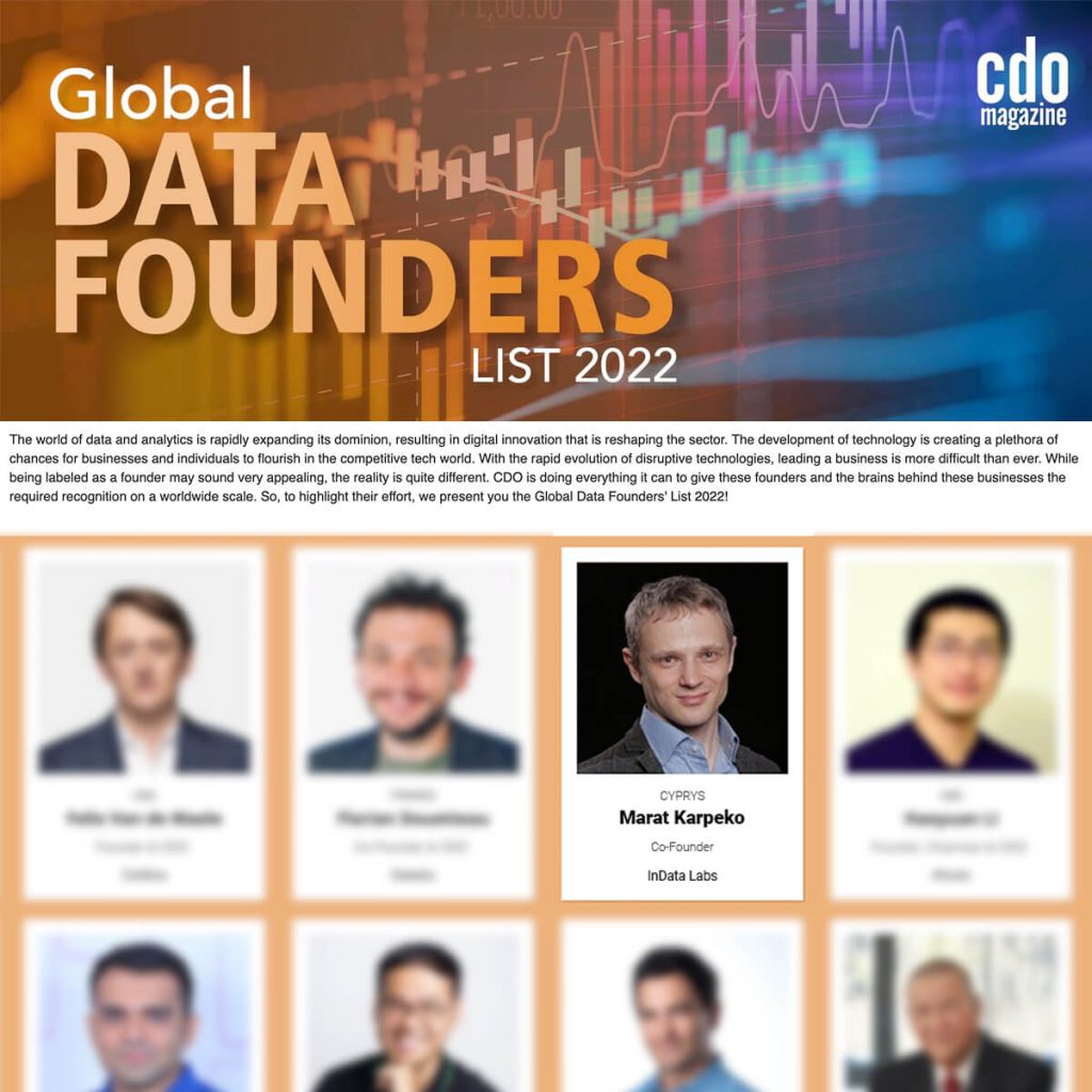 InData Labs in Global Data Founders List by CDO Magazine